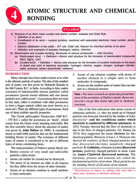 Chemistry Selina Chapter 4 Atomic Structure And Chemical Bonding Pdf