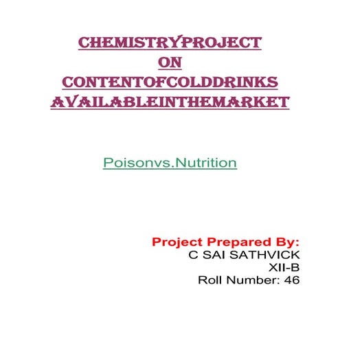 Chemistry Investigatory Project on COLD DRINKS | PDF