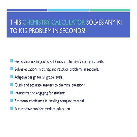 K1 to K12 Chemistry Calculator – Smart Learning Tool for Students | PPTX