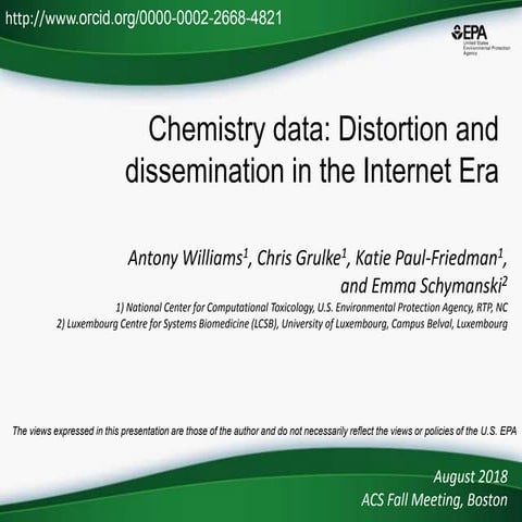 Chemistry data: Distortion and dissemination in the Internet Era | PPT