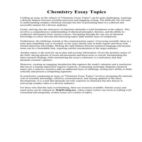 Chemistry Essay Topics | PDF