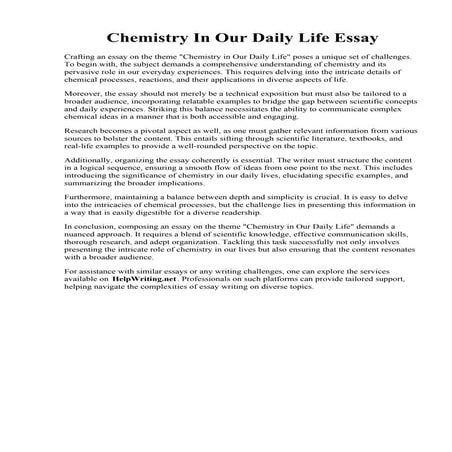 Chemistry In Our Daily Life Essay | PDF