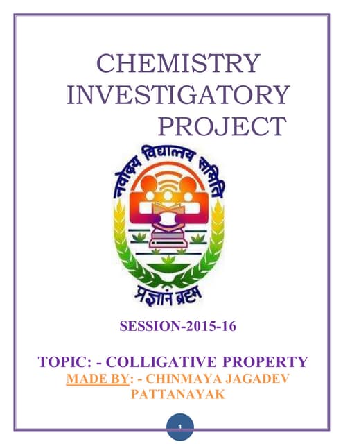 Chemistry project on colligative properties of class 12 CBSE 2022-2023 ...