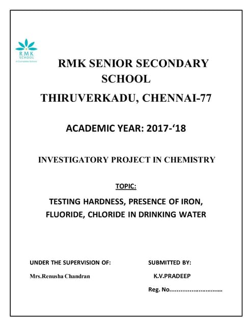 Chemistry Investigatory Project Class 11 | PDF