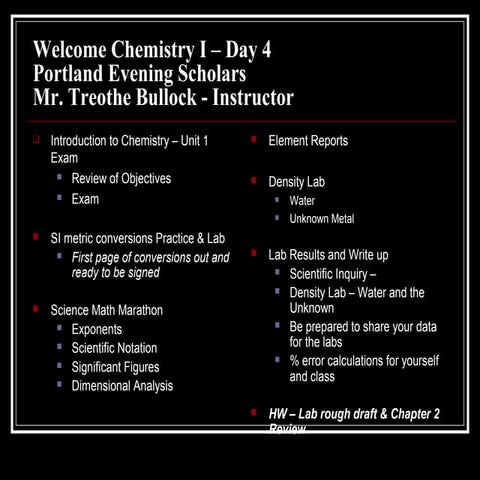 Chem I Week IV Agenda/HW Resource info | PPT | Chemistry | Science
