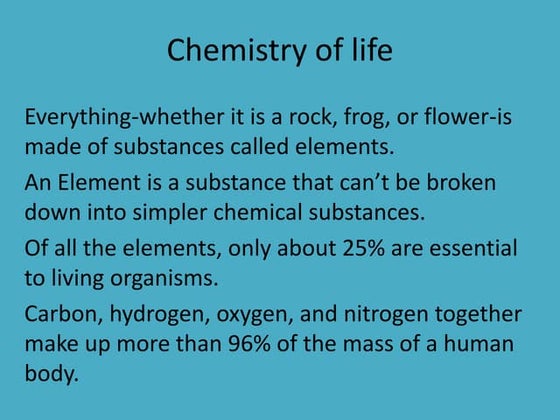 The Chemistry of Life | PPT