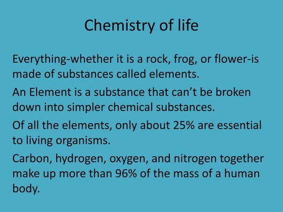The Chemistry of Life | PPT