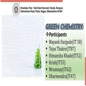 Chemistry presentation based on green chemistry | PPT