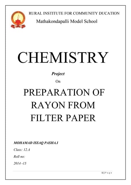 CBSE Class XII practical project on Rayon threads | DOC
