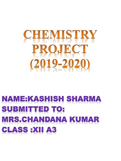 CBSE Investigatory Project Of Subject Chemistry- Class 11 | DOCX