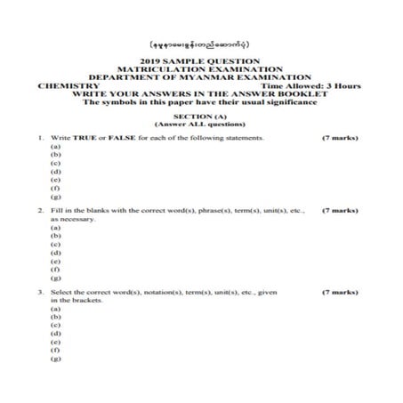 Chemistry question format | PDF