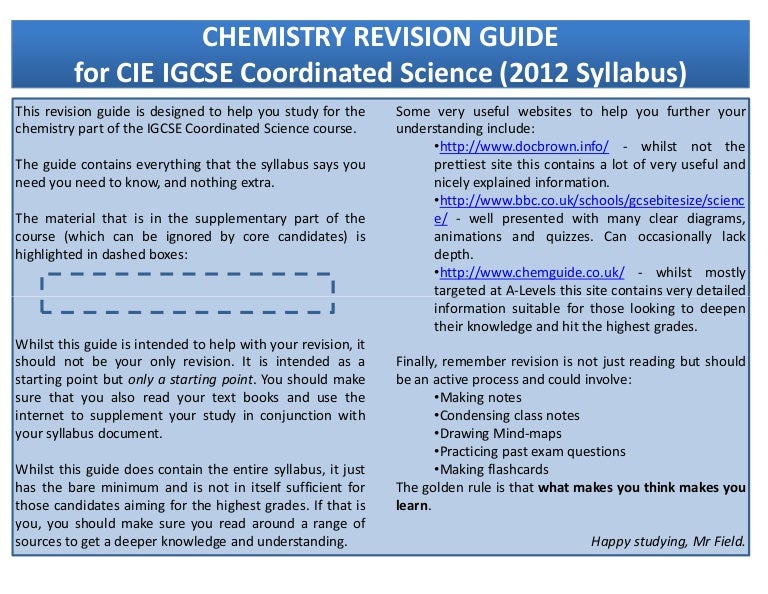 Igcse Chemistry Revision Notes
