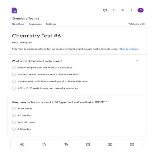 Chemistry test #6 google forms | PDF | Chemistry | Science