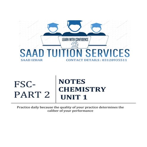 Chemistry unit 1 notes ,2nd year notes by EMAN SULEMAN, SAAD TUITION ...