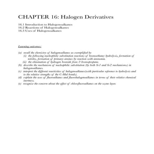 Chemistry zimsec chapter 16 halogen derivatives | PDF