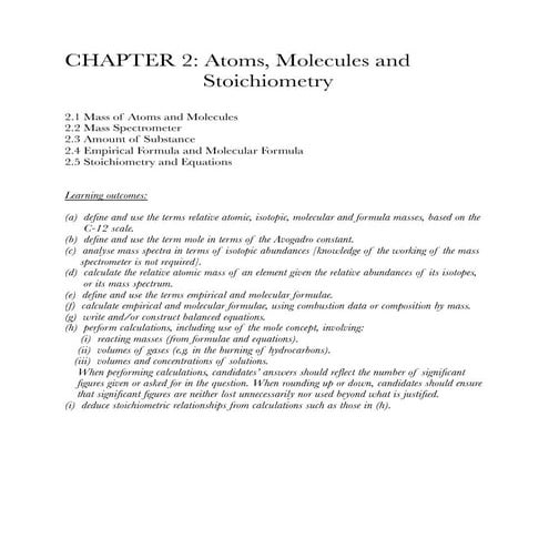 Chemistry zimsec chapter 2 atoms, molecules and stoichiometry | PDF