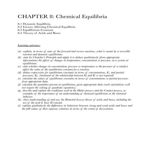Chemistry zimsec chapter 8 chemical equilibria | PDF