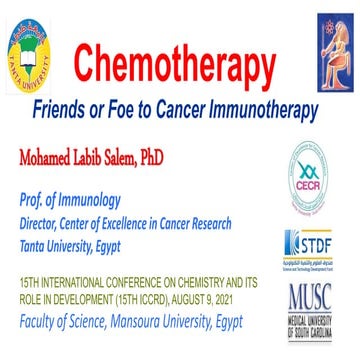 Chemotherapy Friends or Foe to Cancer Immunotherapy by Prof. Mohamed L ...
