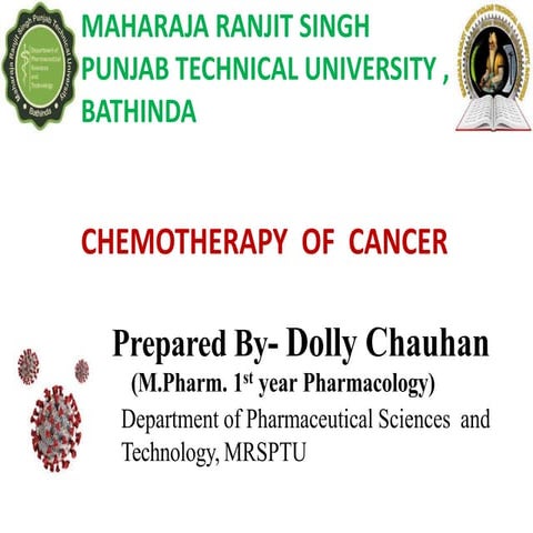 Chemotherapy of cancer | PPTX