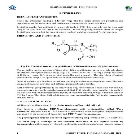 Penicillins- Mechanism of action, Antimicrobial spectrum ...
