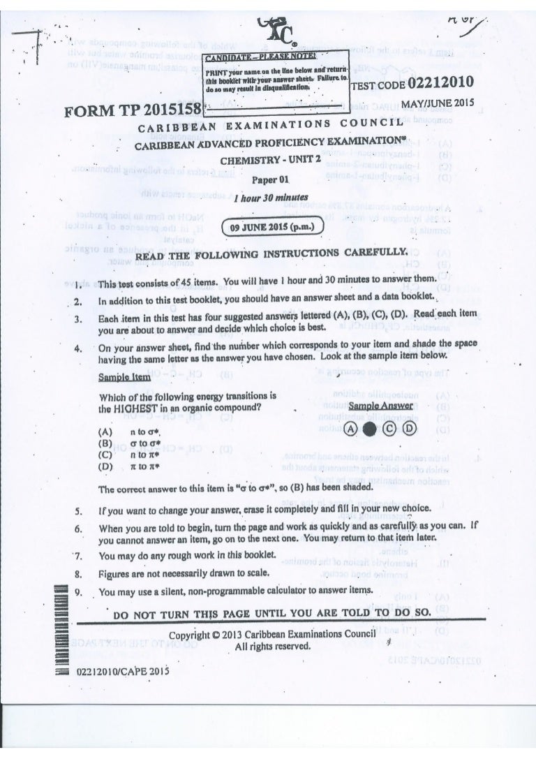 CAPE Chemistry Unit 2 Paper 1 2015 cape-chemistry-unit-2-paper-1-2015