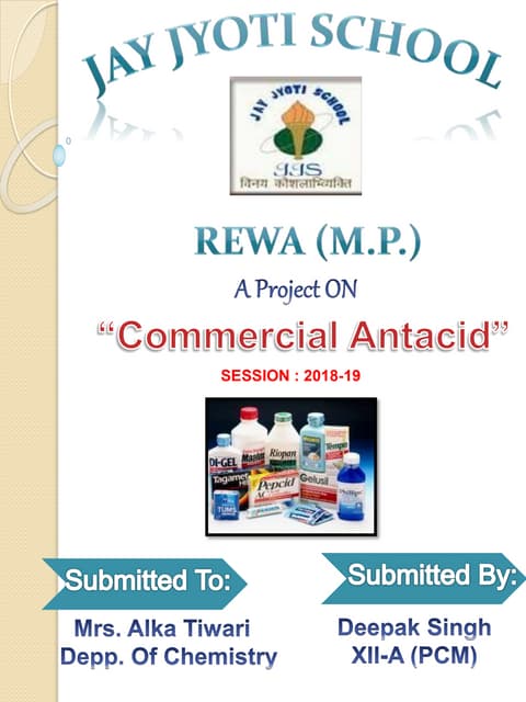 Chemistry investigatory project on Antacids | PPTX | Chemistry | Science