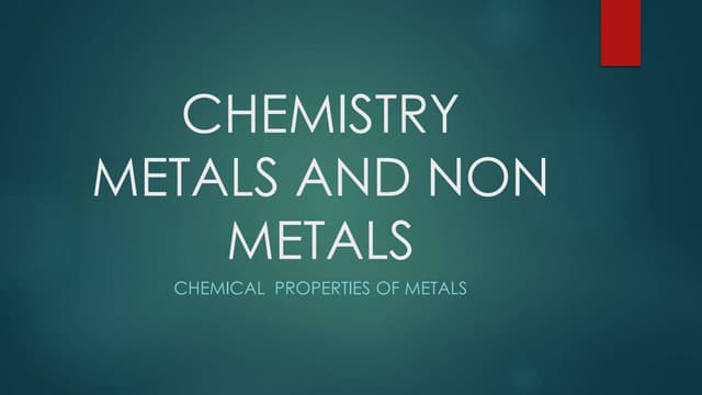 PPT for Reaction of metals with acid | PPTX