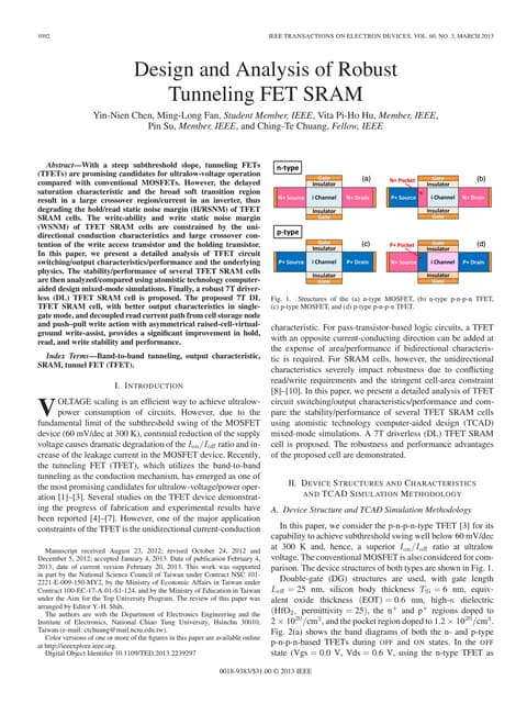 Analytical Modeling Of Tunneling Field Effect Transistor Tfet Pdf