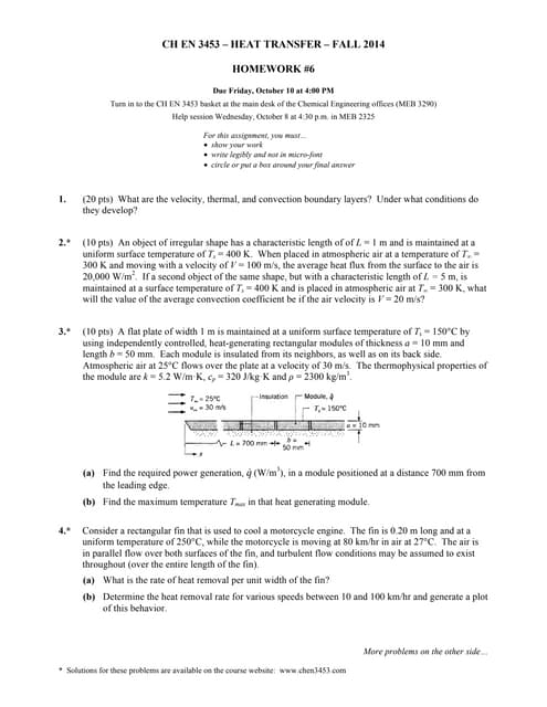 Heat and Mass Transfer Assignment | PDF