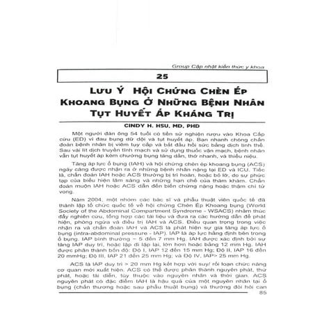Hội chứng chèn ép khoang bụng ở bệnh nhân tụt huyết áp kháng trị | PDF