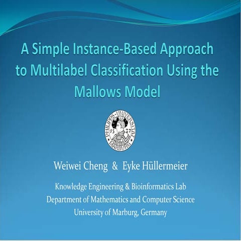 A Simple Instance Based Approach To Multilabel Classi Cation Using The 0095
