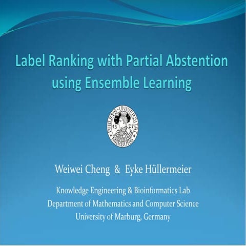 Label Ranking with Partial Abstention using Ensemble Learning | PDF