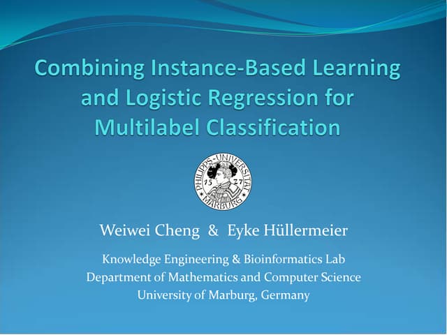 Combining Instance Based Learning And Logistic Regression For