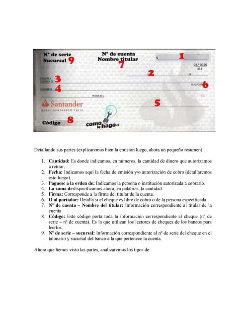 Unidad contabilización Cheque y su aplicación contable | PPT