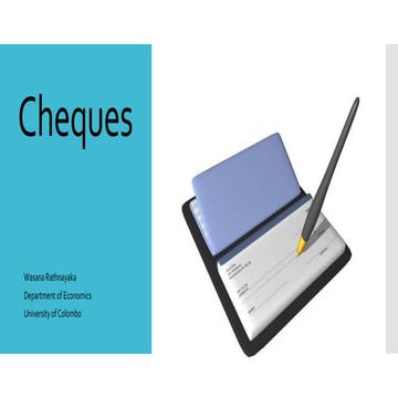 Cheques in the banking system and its important | PPTX