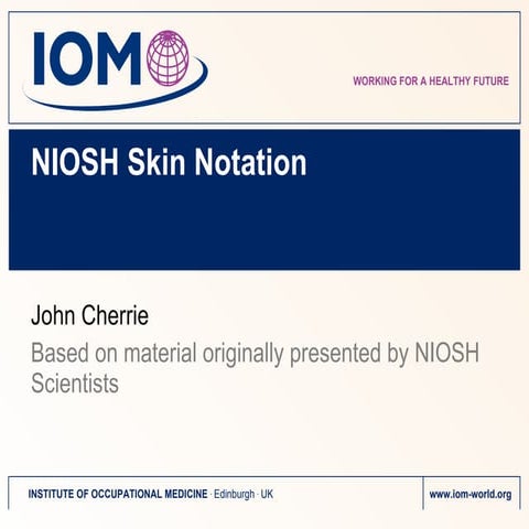 The new Niosh Skin Notation for chemicals | PPT