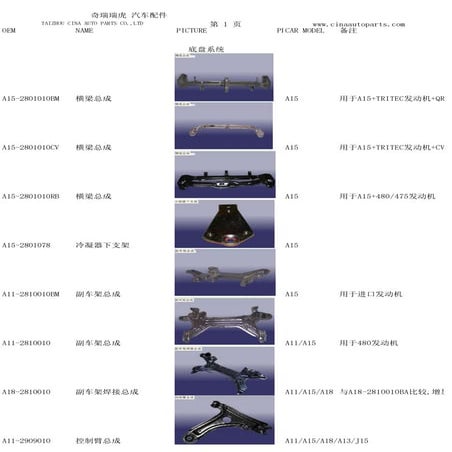 Chery cowin parts catalog tiggo QQ auto parts spare parts code | PDF ...