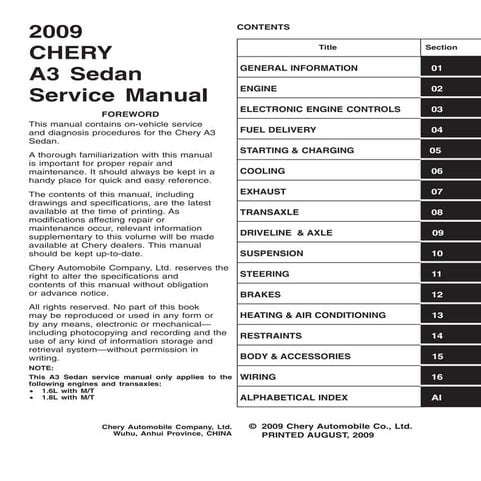 Chery orinoco m11-service manual | PDF