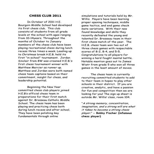 Chess club 2011 article | DOC
