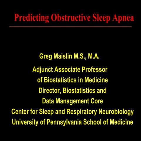 Predicting Obstructive Sleep Apnea | PPT