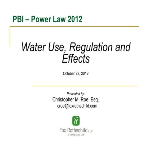 Water Use, Regulations and Effects | PPT