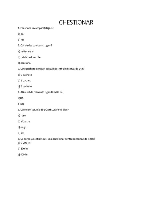 Fisa de raspunsuri, chestionar de evaluare initiala | PDF