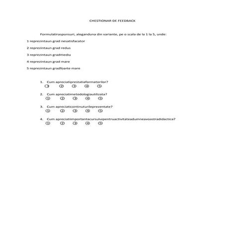 Chestionar Studenți – Centrul FILIA
