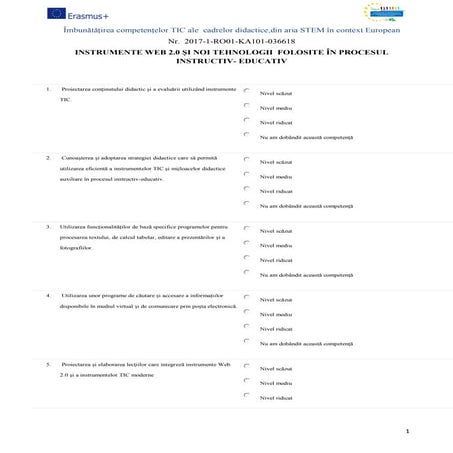 Chestionar evaluare profesori -Imbunutatirea competentelor TIC ale ...