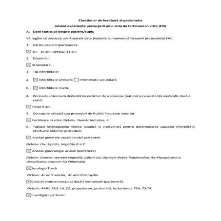 Chestionar feedback fiv 1 kinderwunschzentrum | PDF