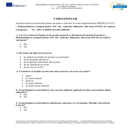 Chestionar privind creşterea motivatia elevilor pentru învaţare ...