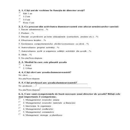 Chestionar pentru interviu | DOCX