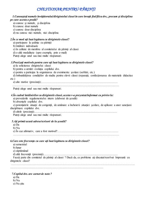 Chestionar la disciplina | PDF