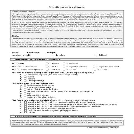 Chestionar preuniv | PDF