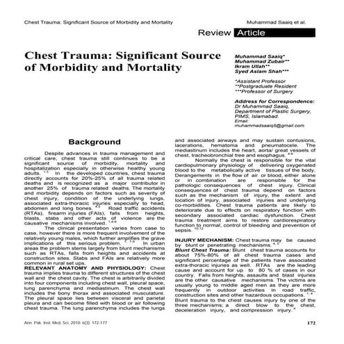 Chest trauma review article muhammad saaiq | PDF